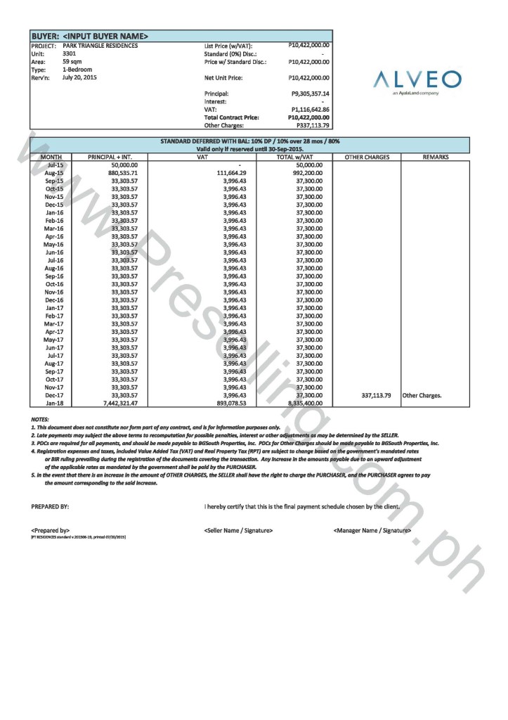 Park Triangle Residences BGC condo for sale