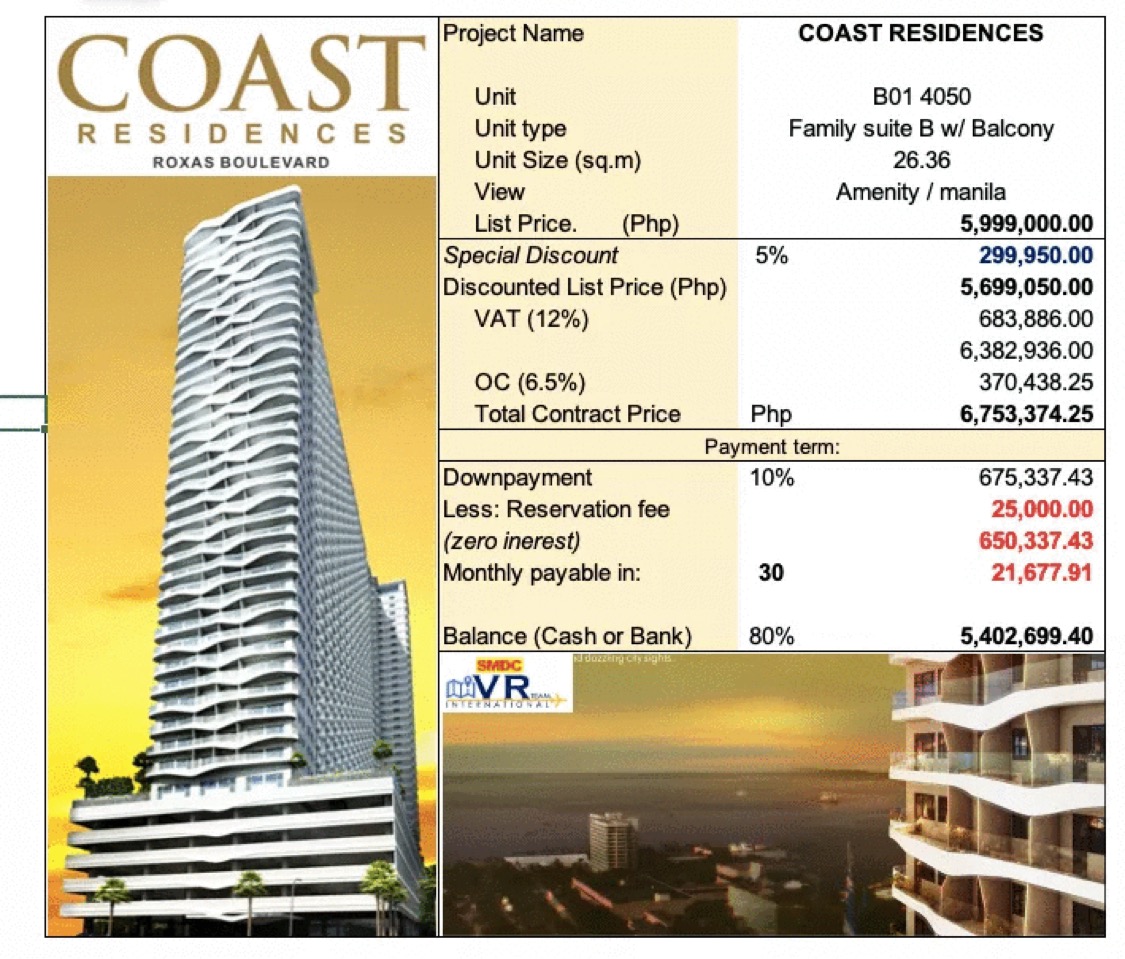 Coast Residences (2022 Promos and Discounts) Condo near MOA